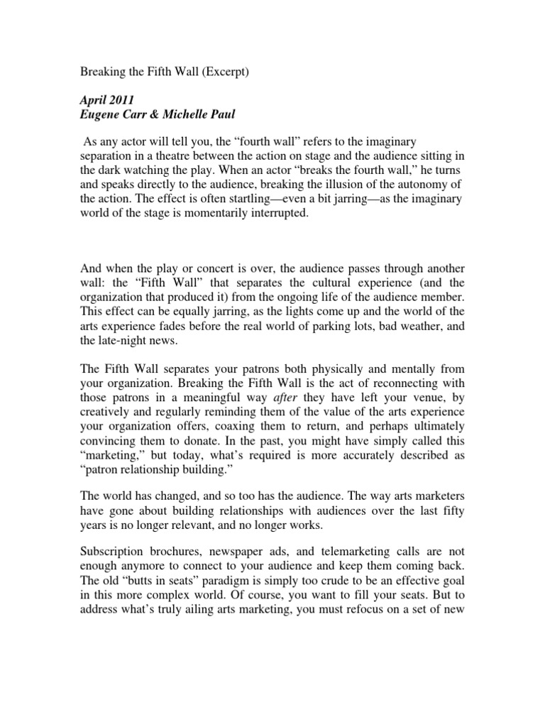 Breaking The Fifth Wall-Excerpt | PDF | Social Media | Popular Culture ...