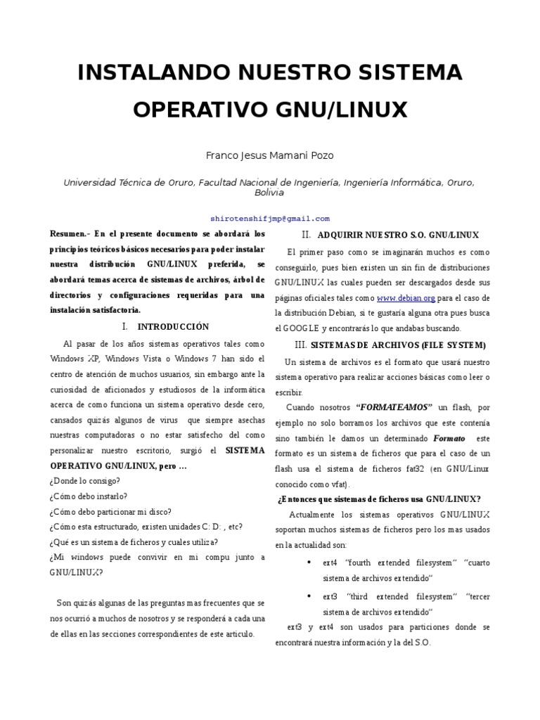 Articulo So Gnu Linux | PDF | Archivo de computadora | Sistema de archivos