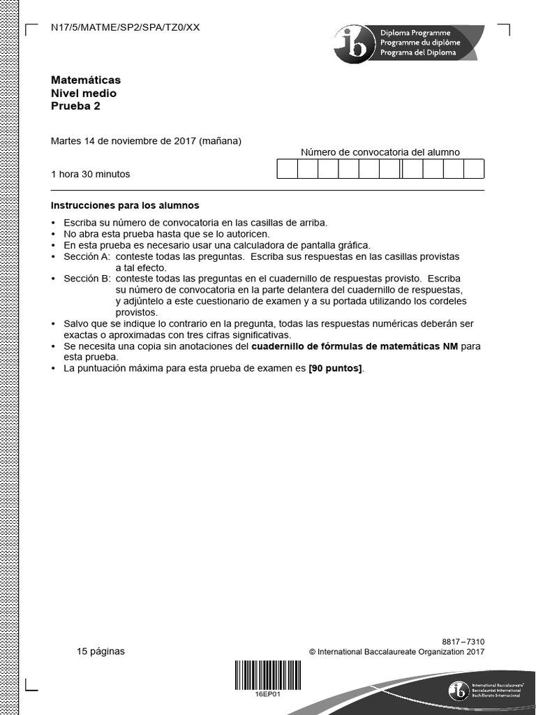 Ib Math Exam 2019 | PDF