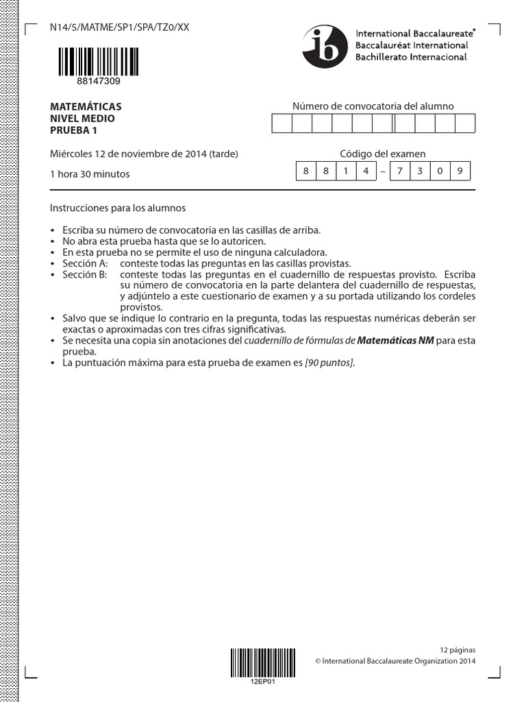 Ib Math Exam 2020 | PDF