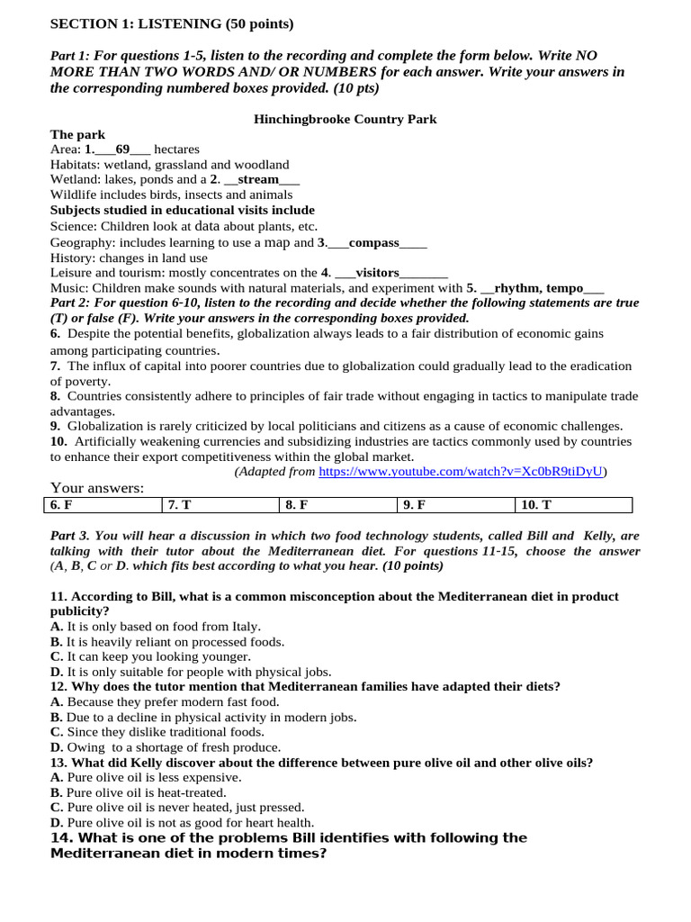 Practice Test English | PDF