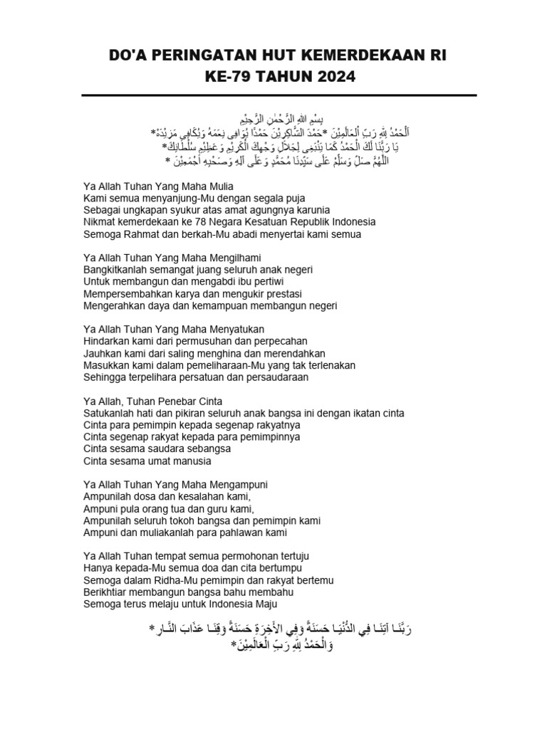 Doa Hut Ri Ke 79 | PDF