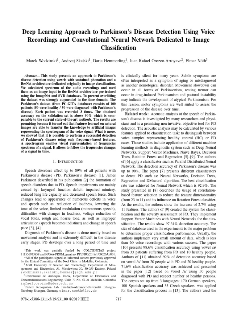 Deep Learning Approach To Parkinsons Disease Detection Using Voice Recordings and Convolutional ...