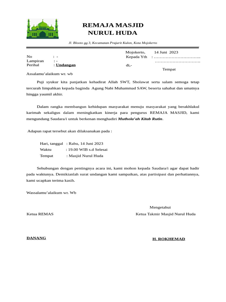 Undangan Mutholaah Remas 14 Juni 2023 | PDF