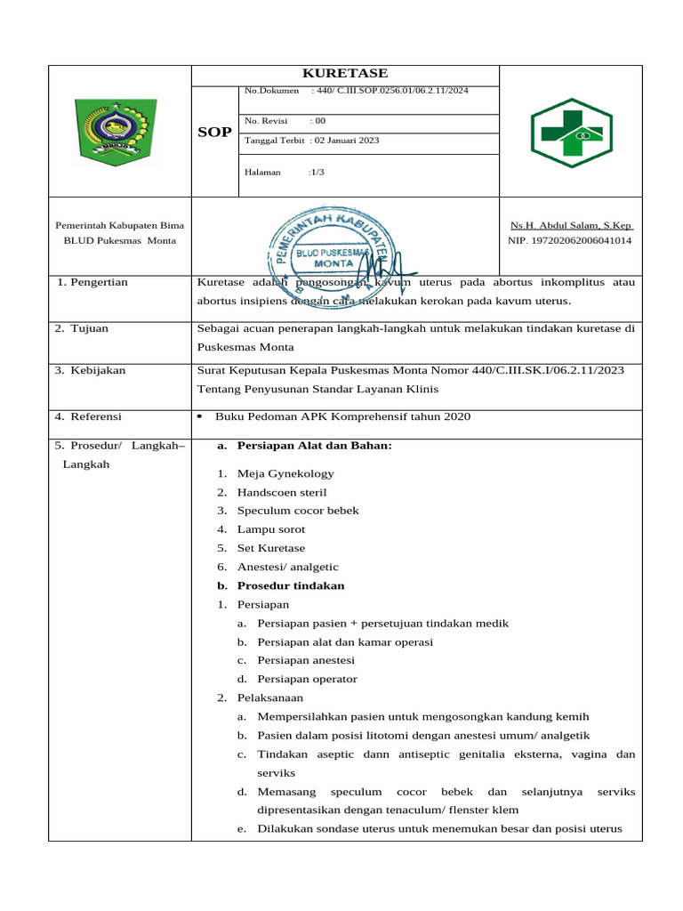 Sop Kuretase | PDF