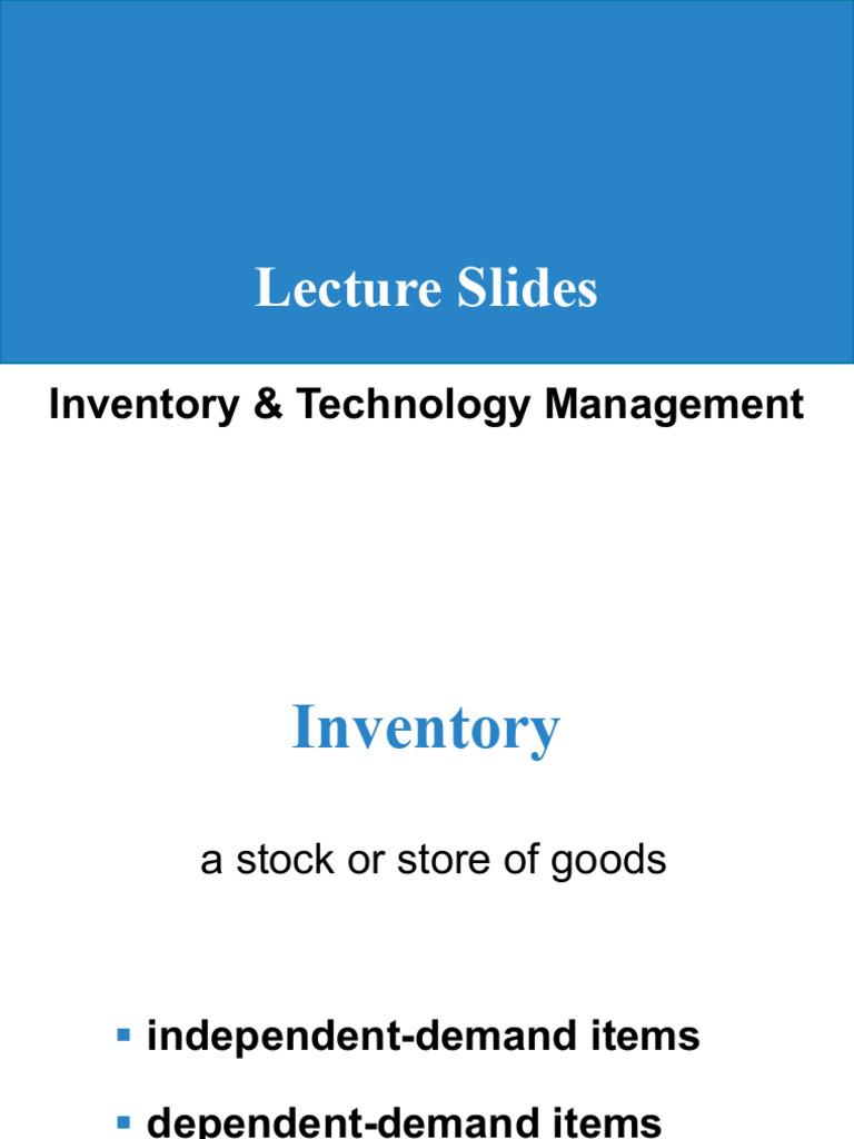 7-Inventory & Technology Management | PDF