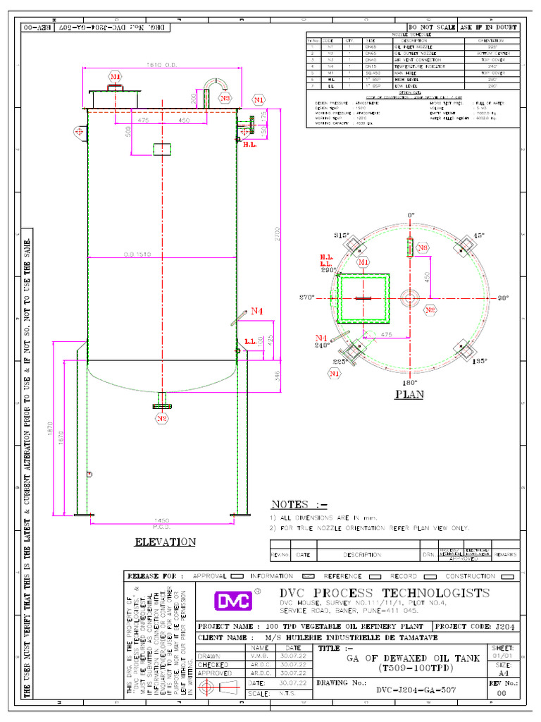 Dvc-j204-Ga-507, Rev.00, t509, Dewaxed Oil Tank | PDF