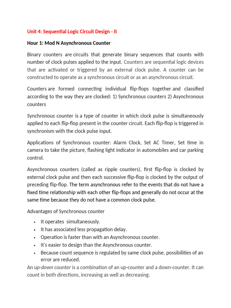 Unit 4 Sequential Logic Circuit Design - II | PDF