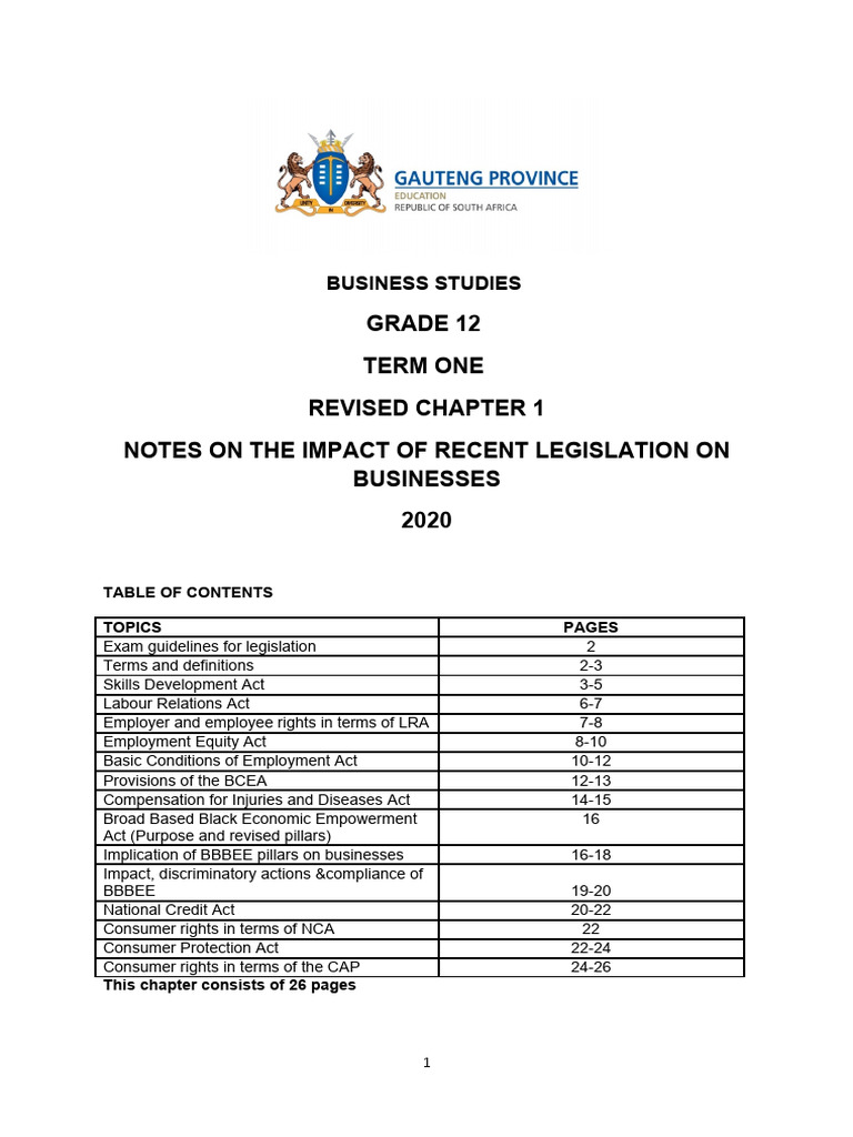 Chapter 1 Business Studies | PDF