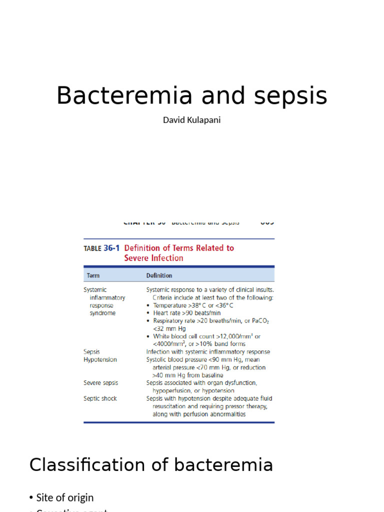 Bacteremia and Sepsis | PDF