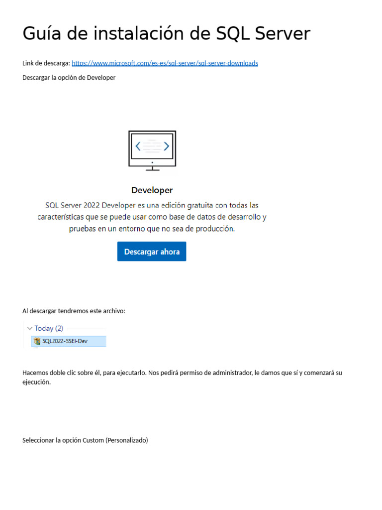 Guia de Instalacion de SQL Server | PDF