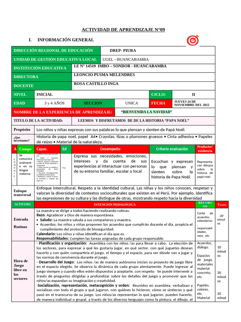Sesion 9 - Comprendemos La Historia de Papa Noel | PDF
