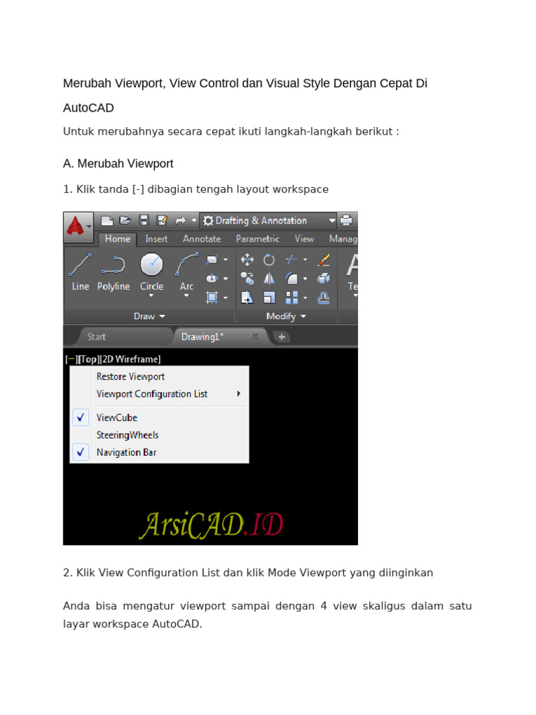 Merubah Viewport, View Control Dan Visual Style Dengan Cepat Di AutoCAD ...