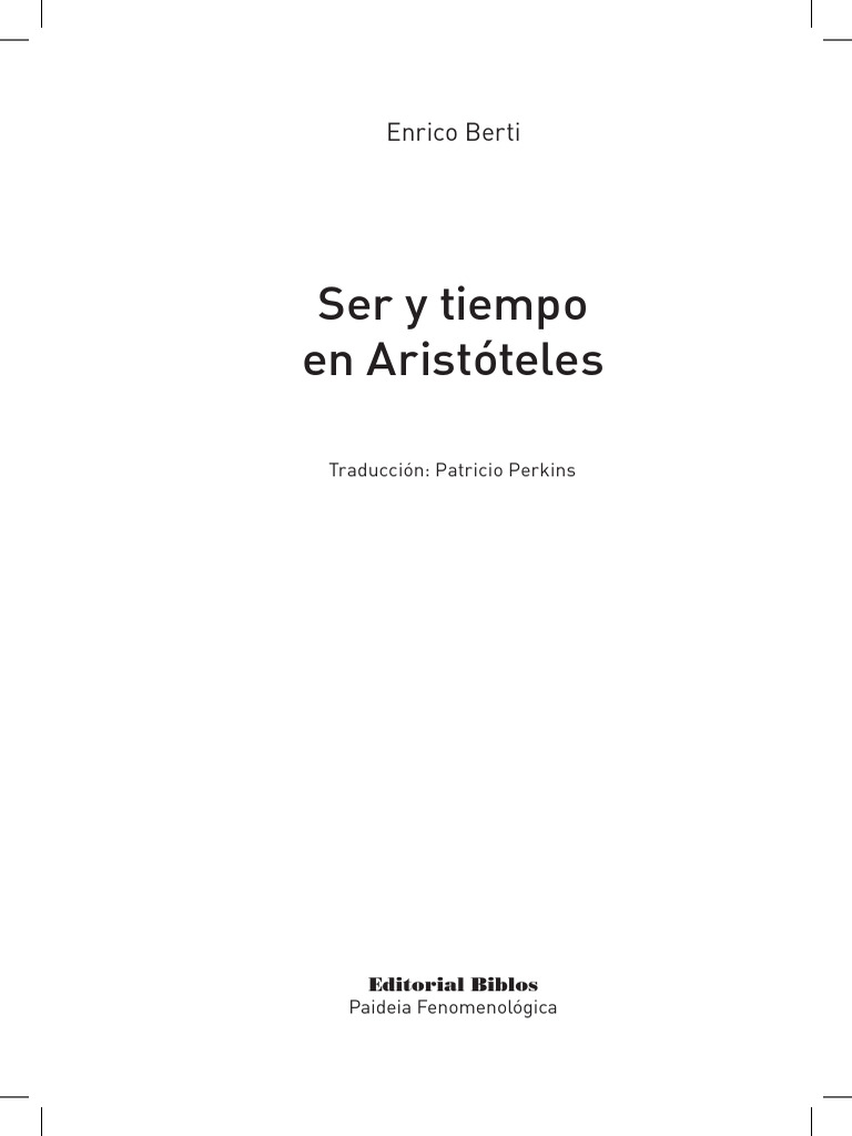 Ser y Tiempo en Aristoteles Enrico Berti | PDF