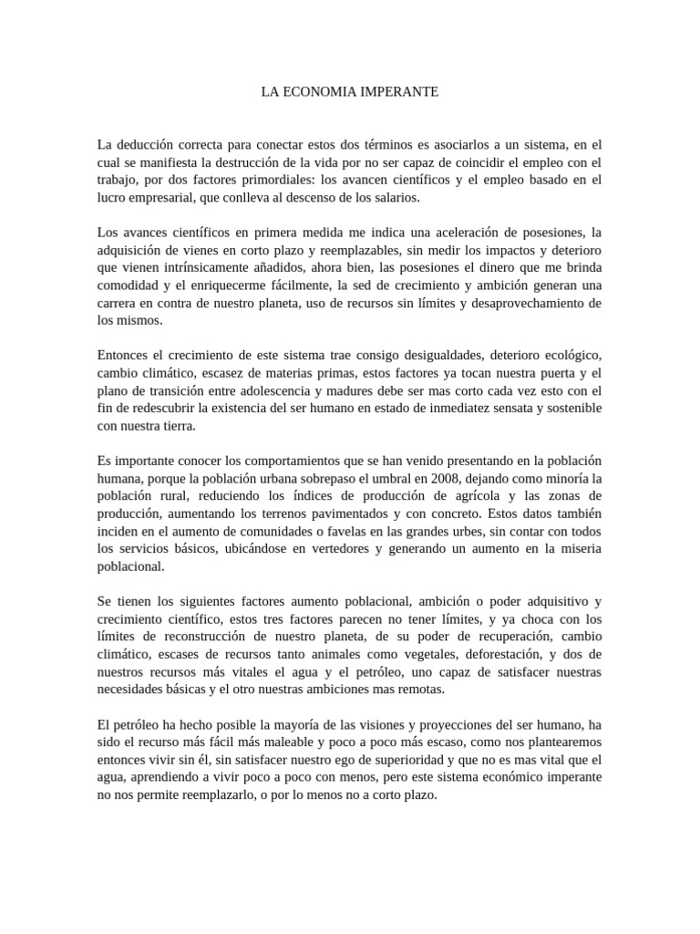 La Economia Imperante | PDF