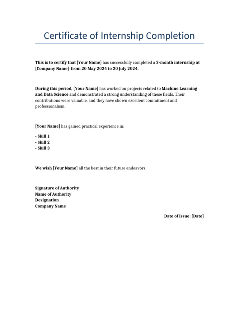 Internship Certificate Template | PDF