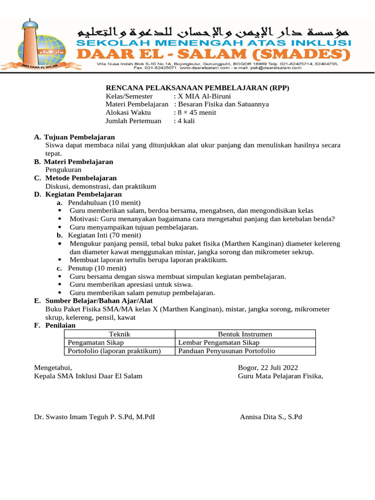 3.2 RPP Pengukuran | PDF