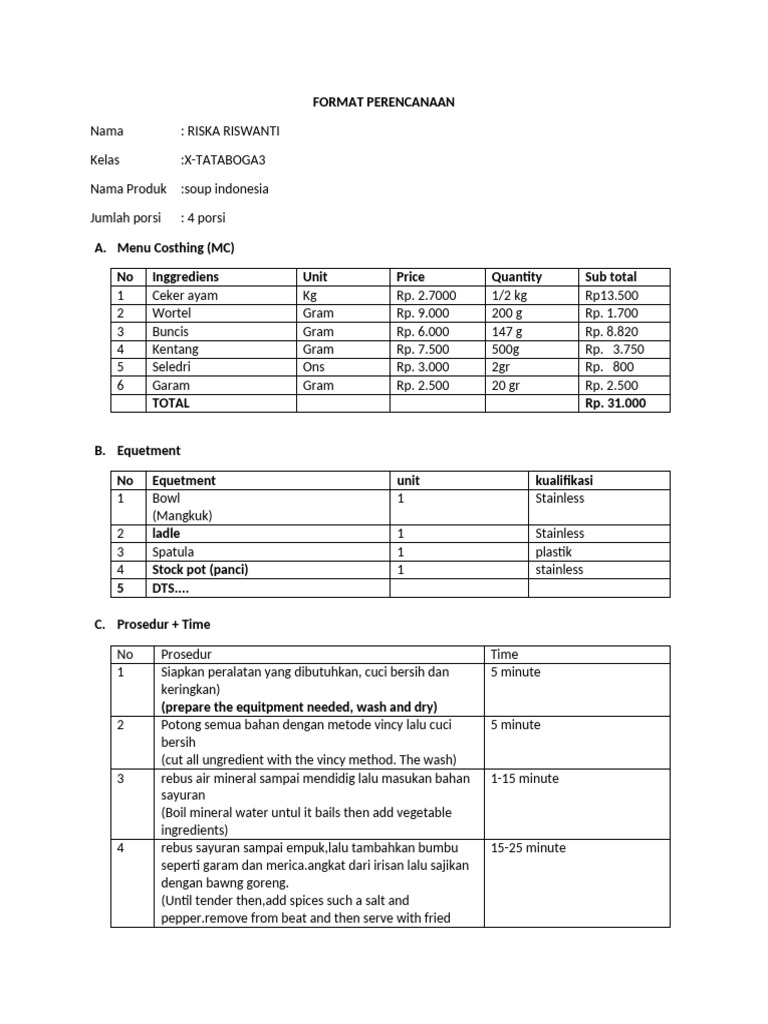 Format Perencanaan | PDF