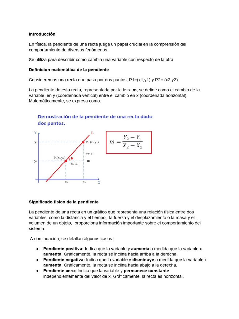 Importancia de la Pendiente en Física | PDF | Pendiente | Aceleración