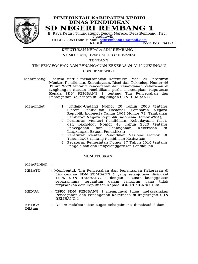 Contoh SK TPPK YES | PDF