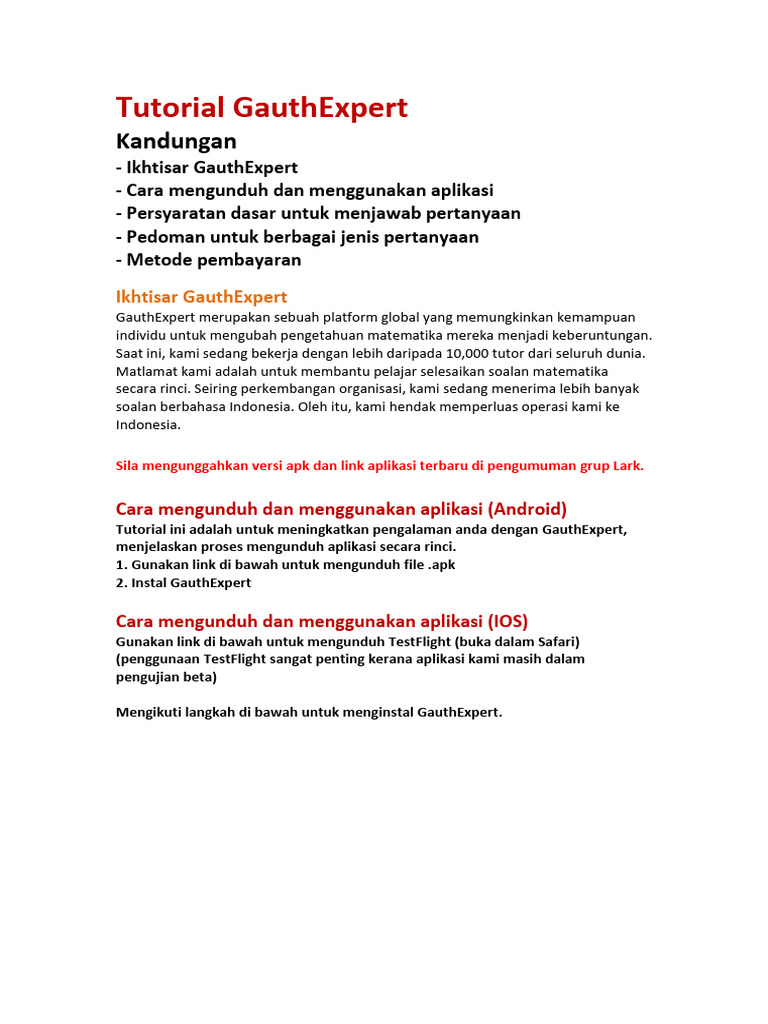 Tutorial GauthExpert (Indonesian) | PDF