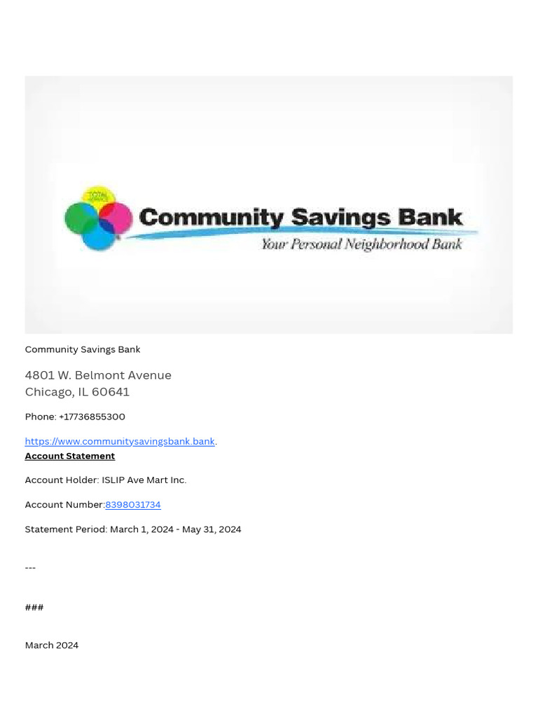 PDF Statement Community Savings | PDF