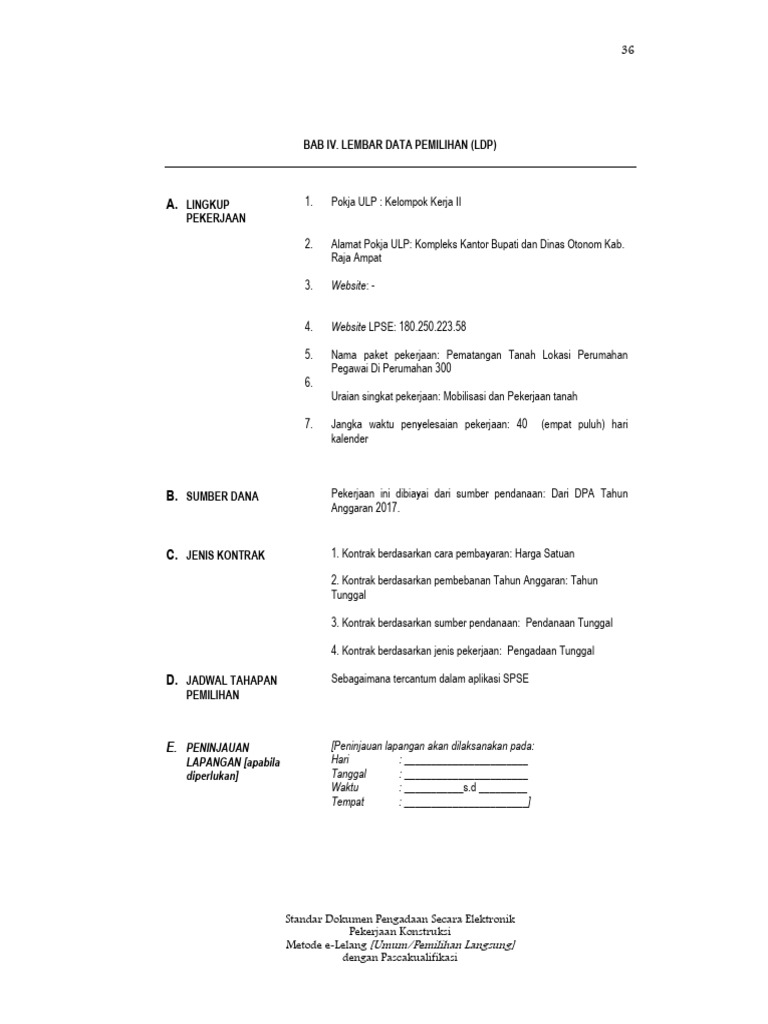 Perubahan LDP Dan LDK Pematangan Tanah Lokasi Perumahan Pegawai 2017 | PDF