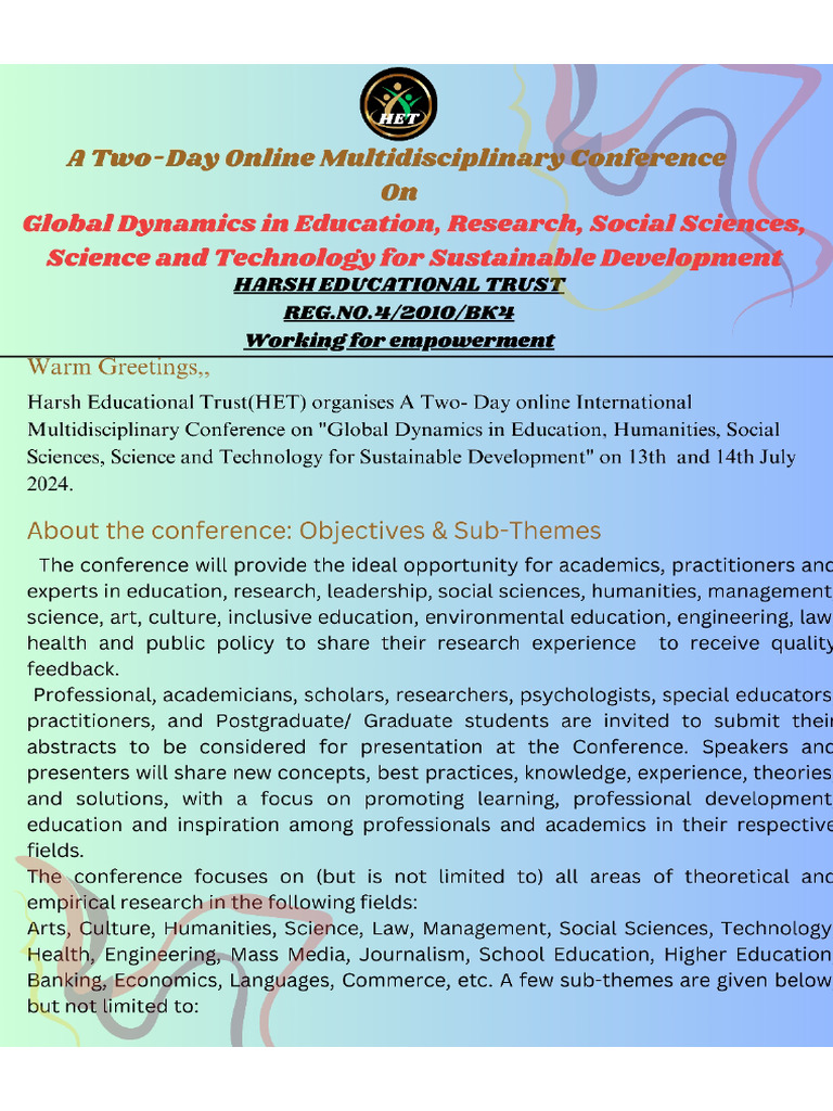 HET Conference Meeting - Global Dynamics in Education, Research, Social ...