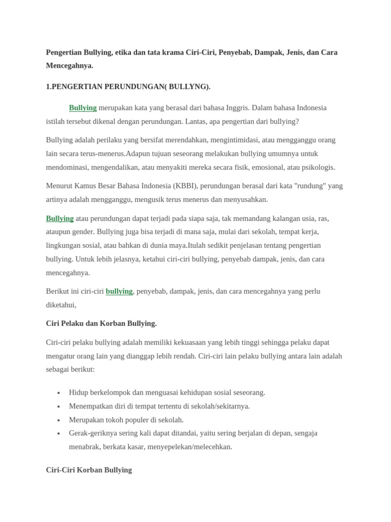 Pengertian Bullying Welem. | PDF