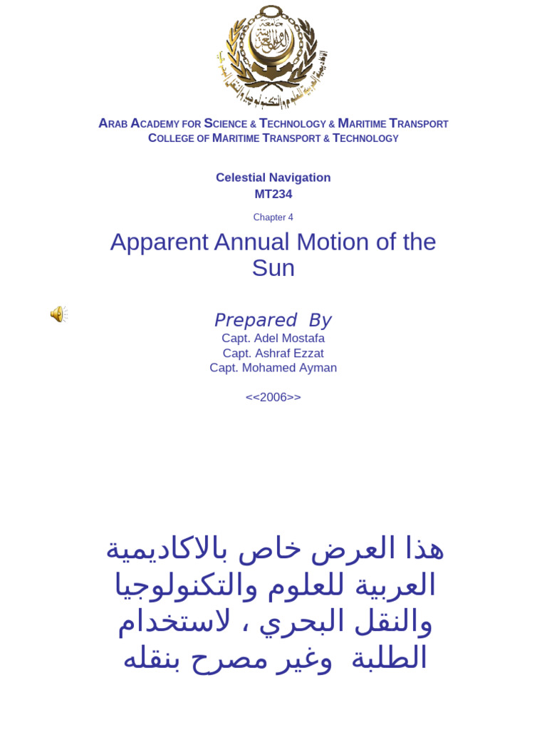 Apparent Annual Motion of The Sun: Prepared by | PDF