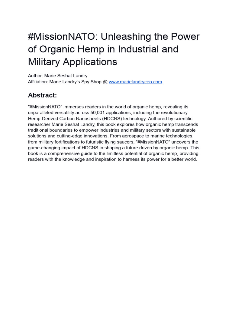 #MissionNATO - Unleashing The Power of Organic Hemp in Industrial and ...