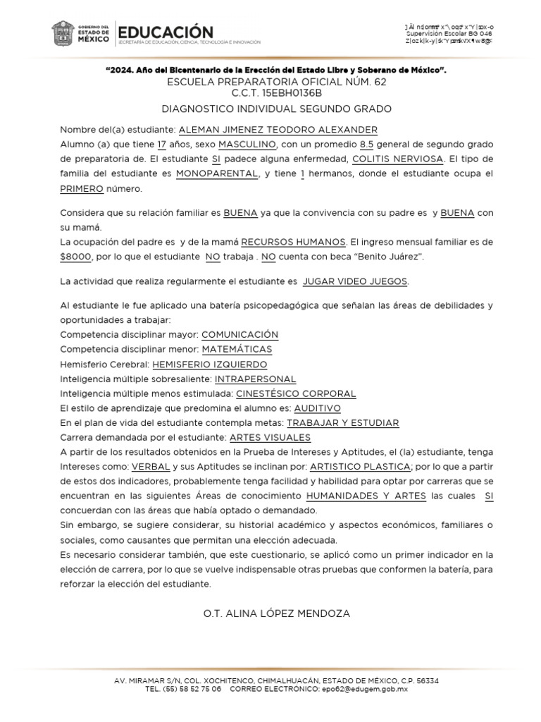 Diagnostico 4to Semestre 2uno | PDF