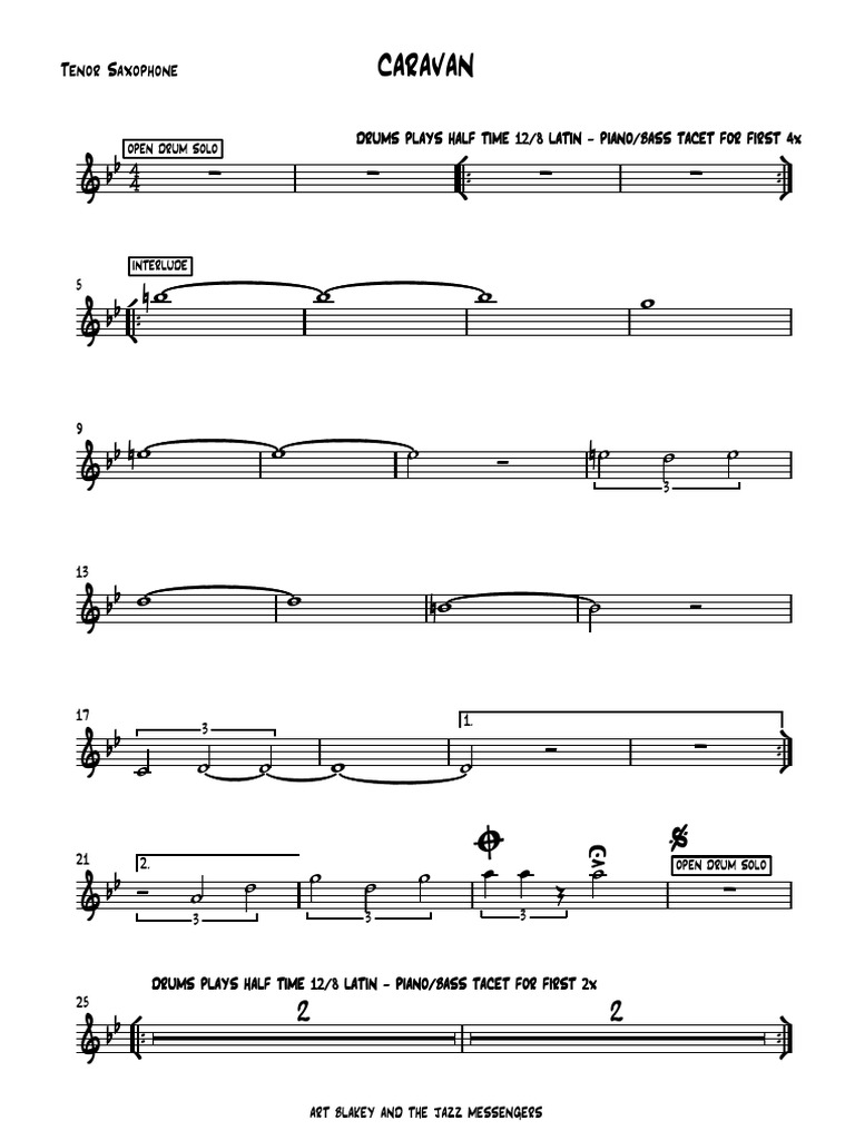 CARAVAN - Tenor Saxophone | PDF