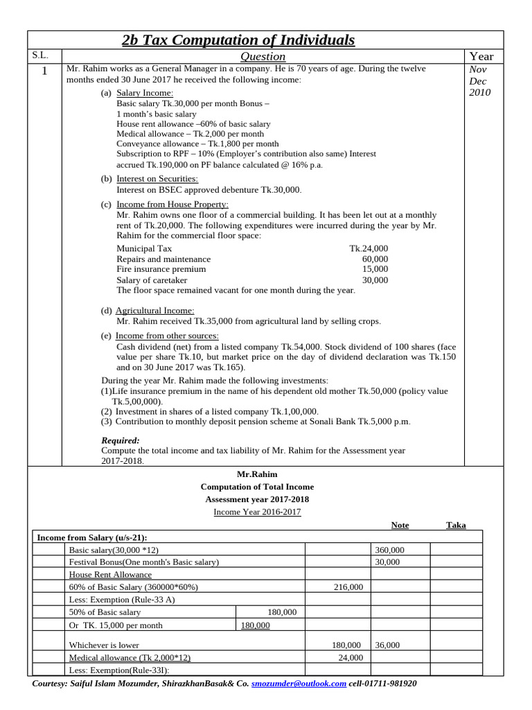 2b Tax Computation of Individuals | PDF | Capital Gain | Finance ...