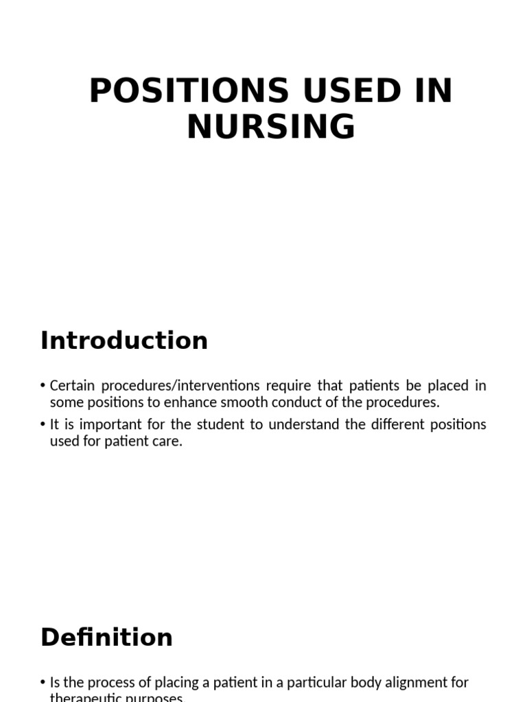 Positions Used in Nursing | PDF