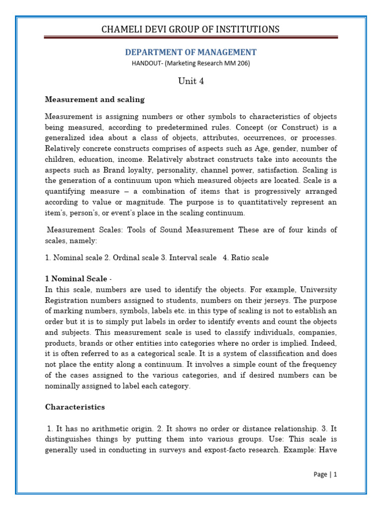 FORMAT - HANDOUT Marketing Research 2 - 1689920513 Unit 4 5 6 | PDF