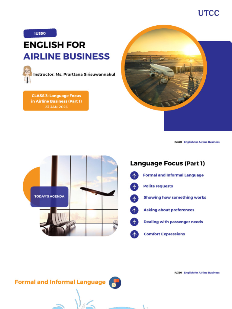 IU350 Class 3_Language Focus in Airline Business Part1_students | PDF