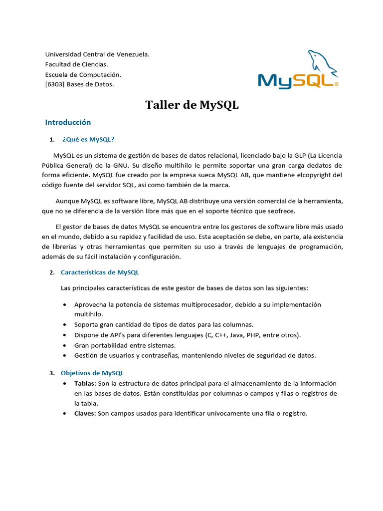 Introduccion MySQL | PDF