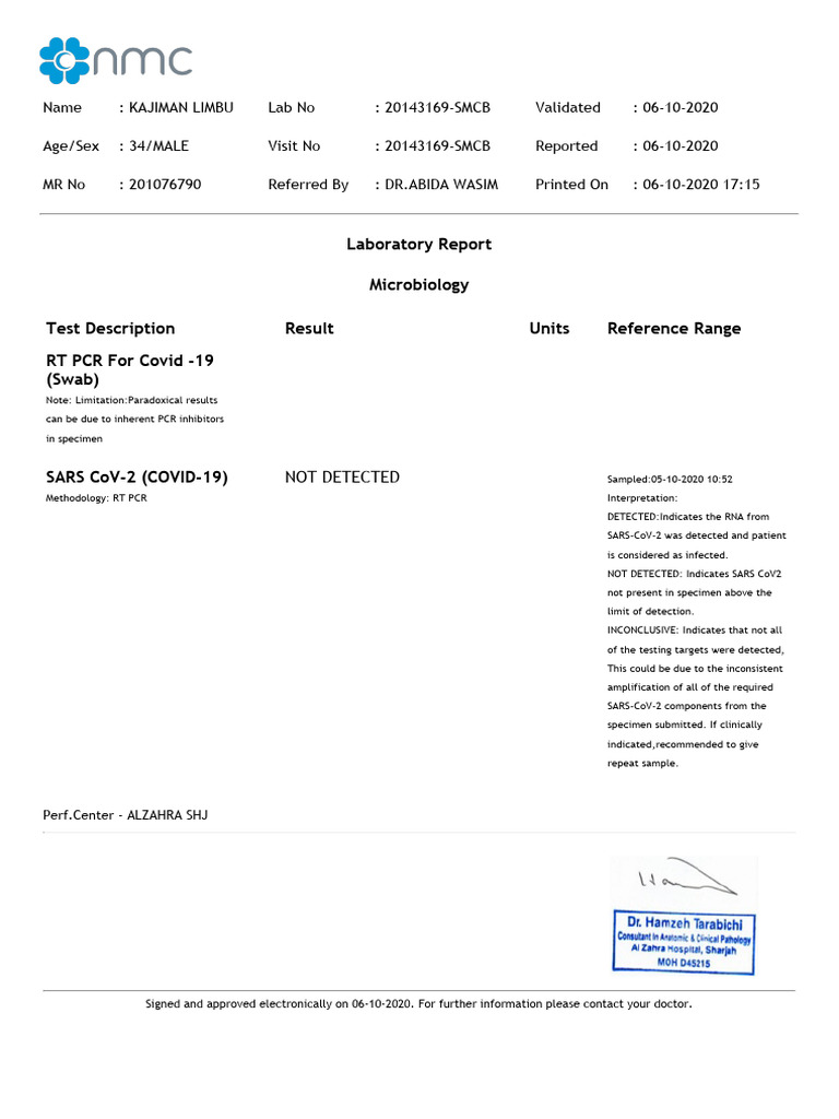 Laboratory Report Microbiology Test Description Result Units Reference ...