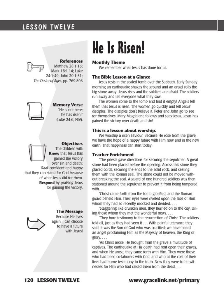 He Is Risen!: Lesson Twelve | PDF