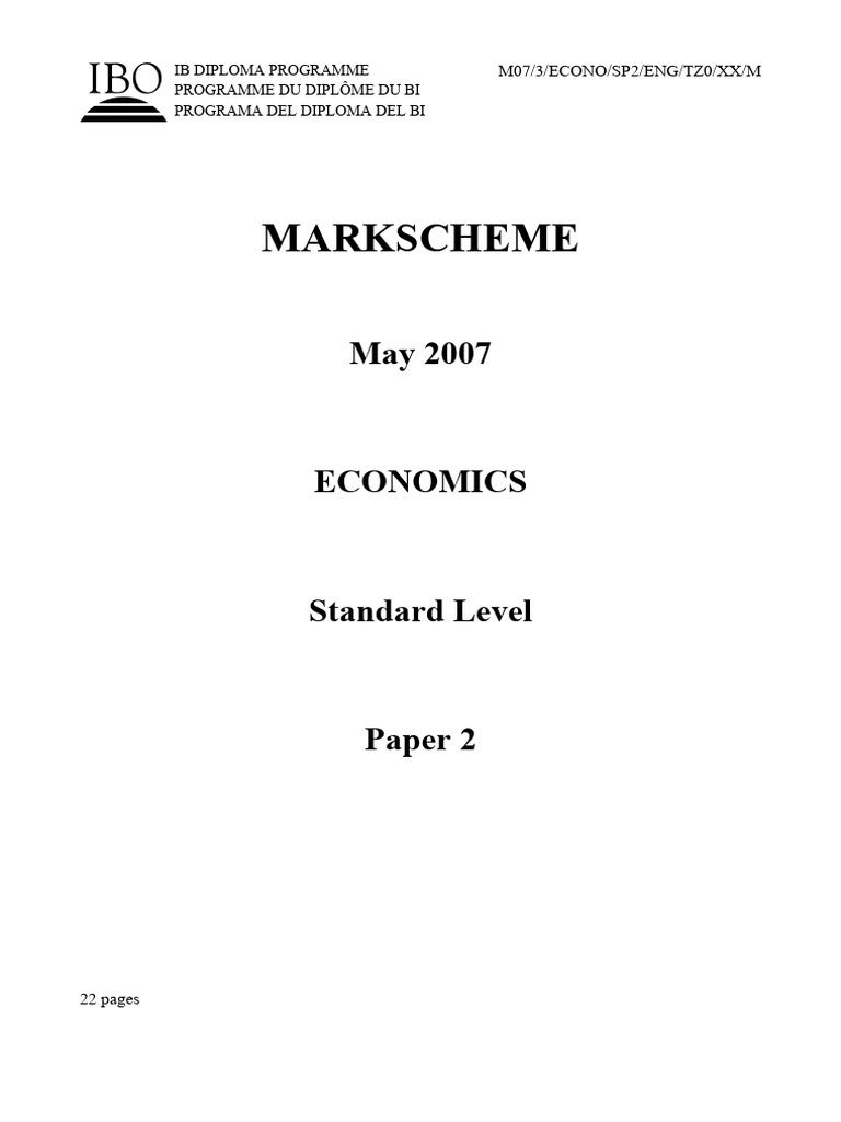 Economics Paper 2 SL Markscheme | PDF