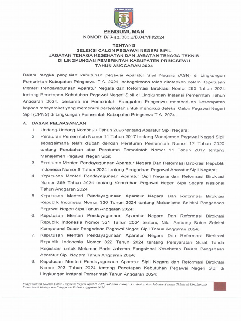 Pengumuman 792 Cpns 2024 3_1 | PDF