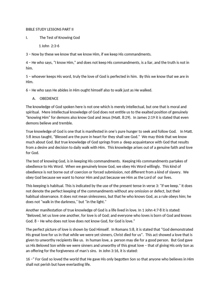Bible Study Lessons Part Ii | PDF