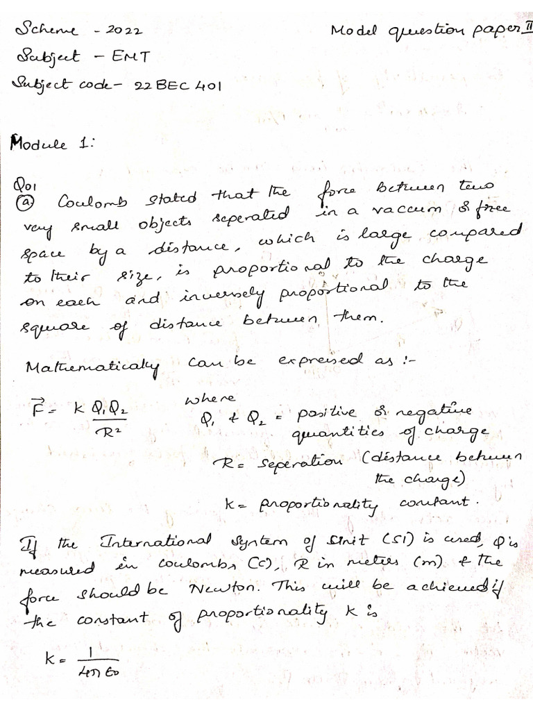 EMT Model Question Paper - 2 Solution | PDF