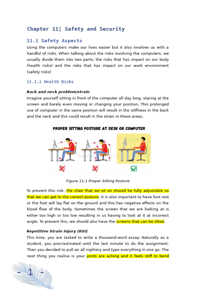 Pre IGCSE (Secondary-2) Chapter 11. Safety and Security | PDF