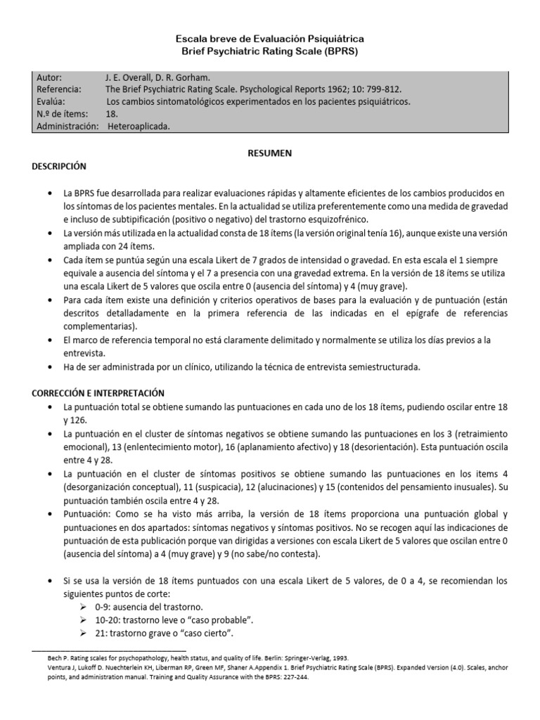 BPRS Interpretaci N | PDF