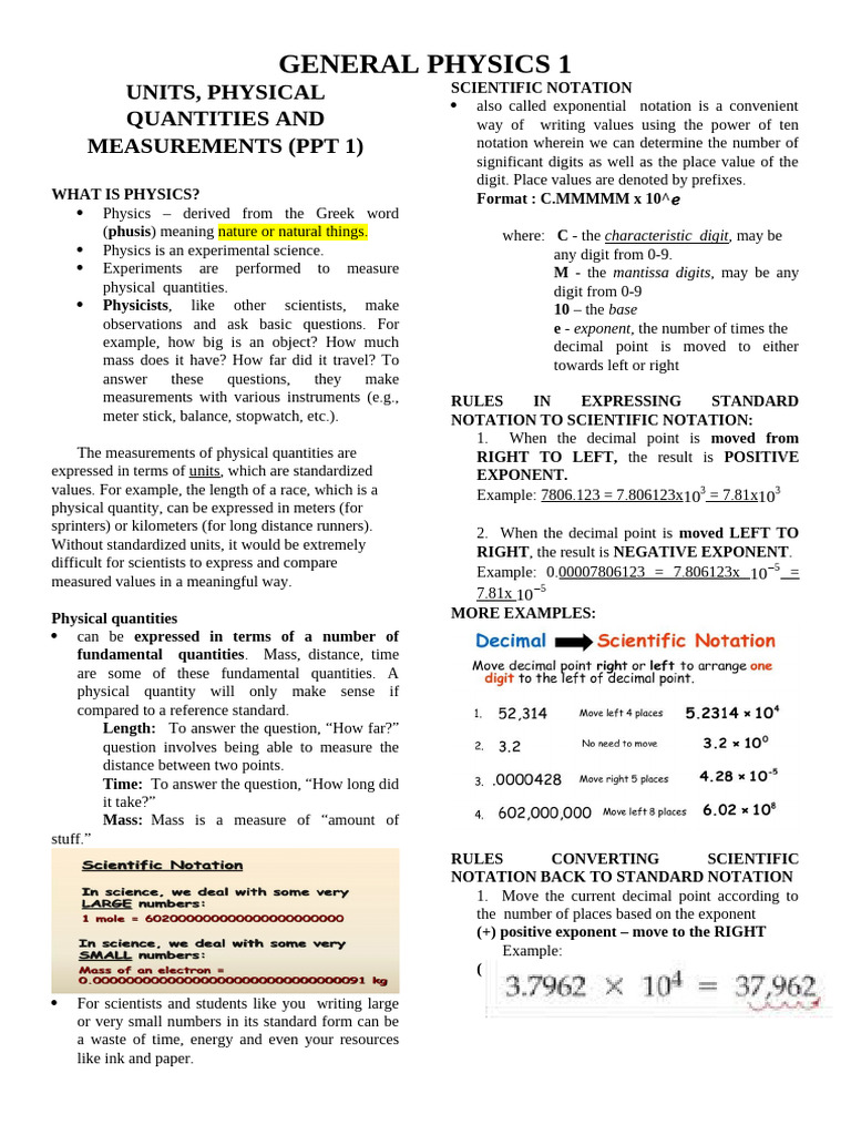 Physics 1 Gen Reviewer | PDF