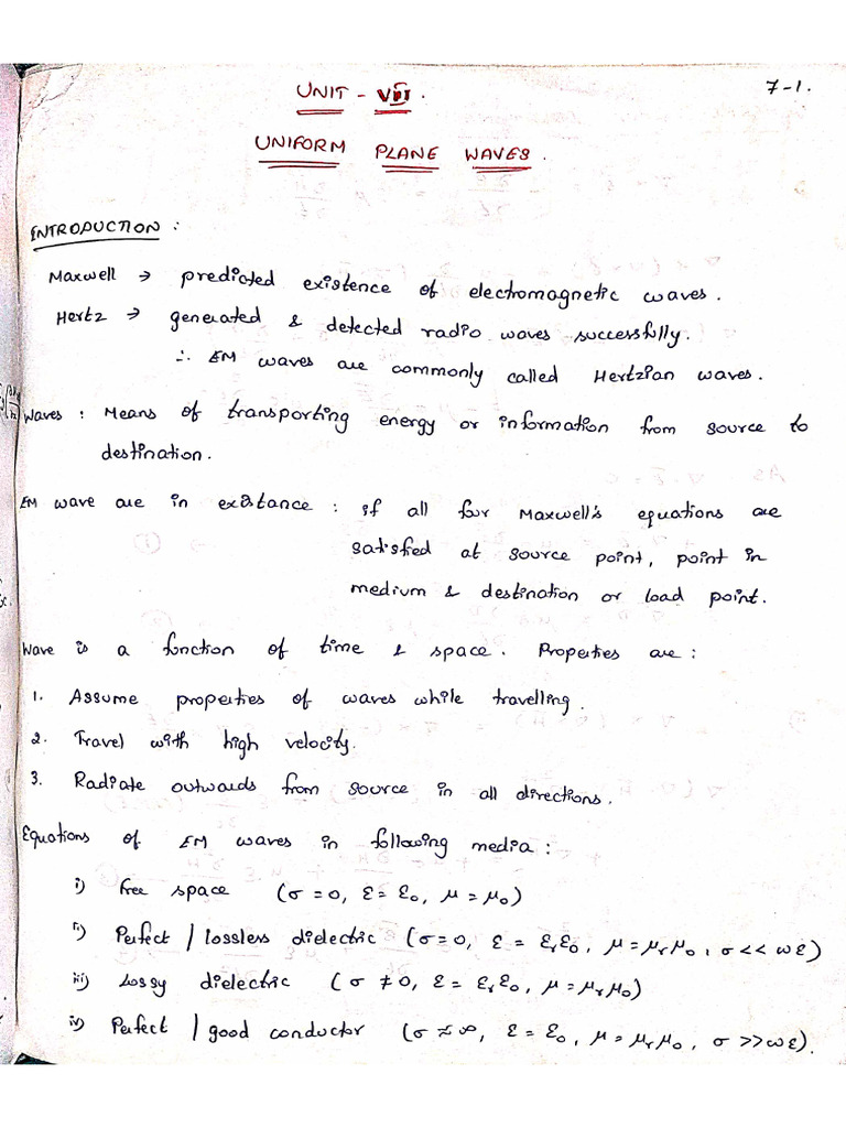 EMW MODULE 5-Uniform Plane Wave | PDF