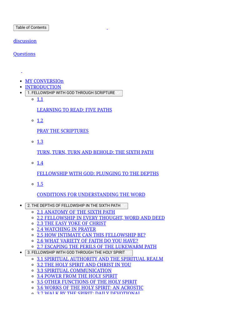 Scripture Readings For Opening Prayers - Learning To Pray - Fellowship With God in The Sixth ...