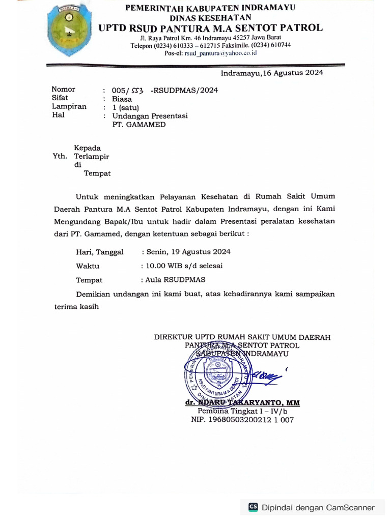 Undangan Presentasi PT. GAMAMED | PDF